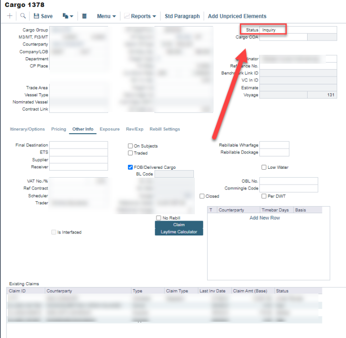 Why is the "cargoItinAllocationDetails" section missing from the Claim invoice XML?