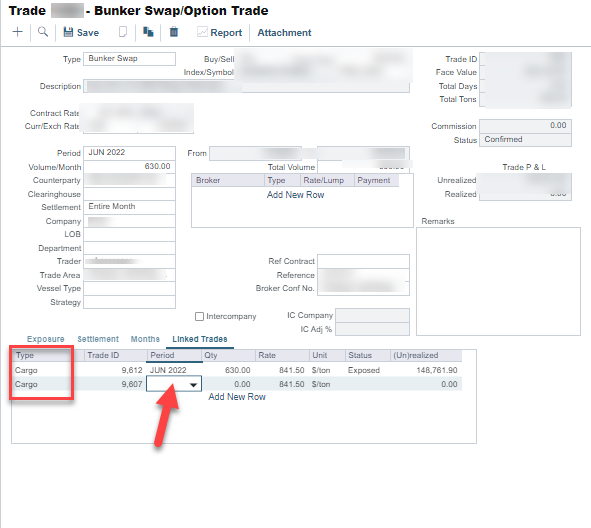 How to Enter Two Linked Cargos for the same Trade Period?