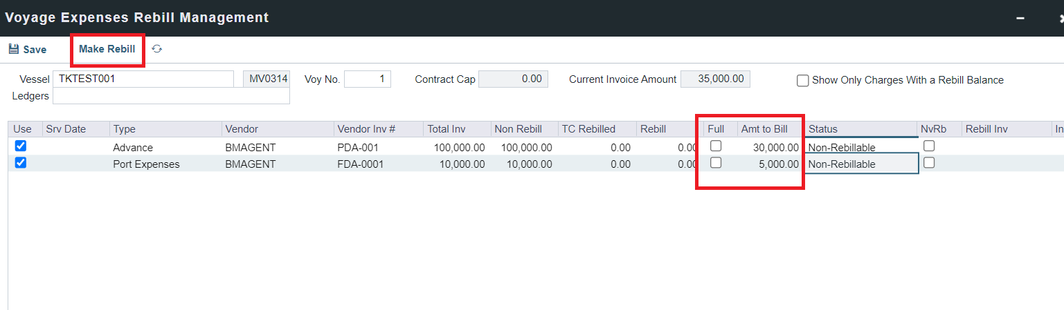 Rebill for FDA/port expense