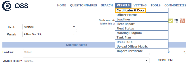 Q88/Q88 Onboard - Certificates & Docs Module