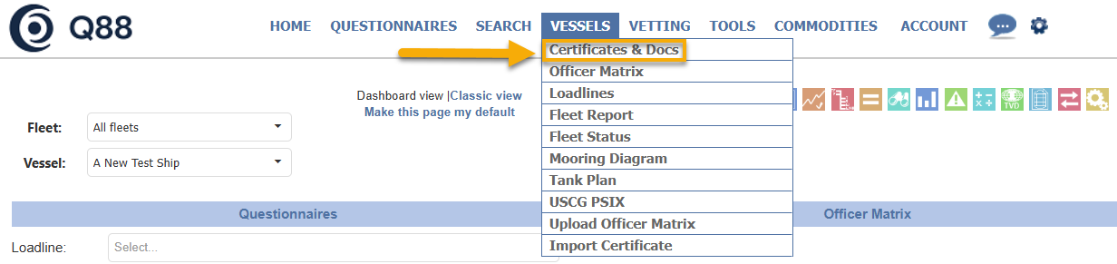 Q88/Q88 Onboard - Adding a New Certificate/Document