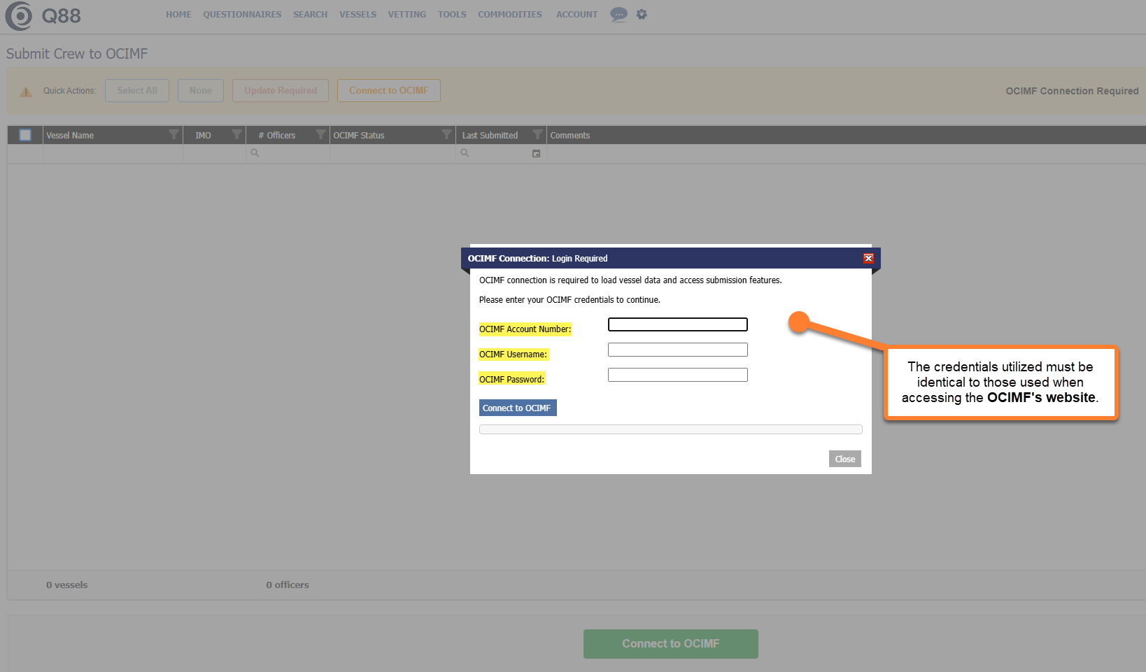Q88/Q88 Onboard - OCIMF Update/Integration Application