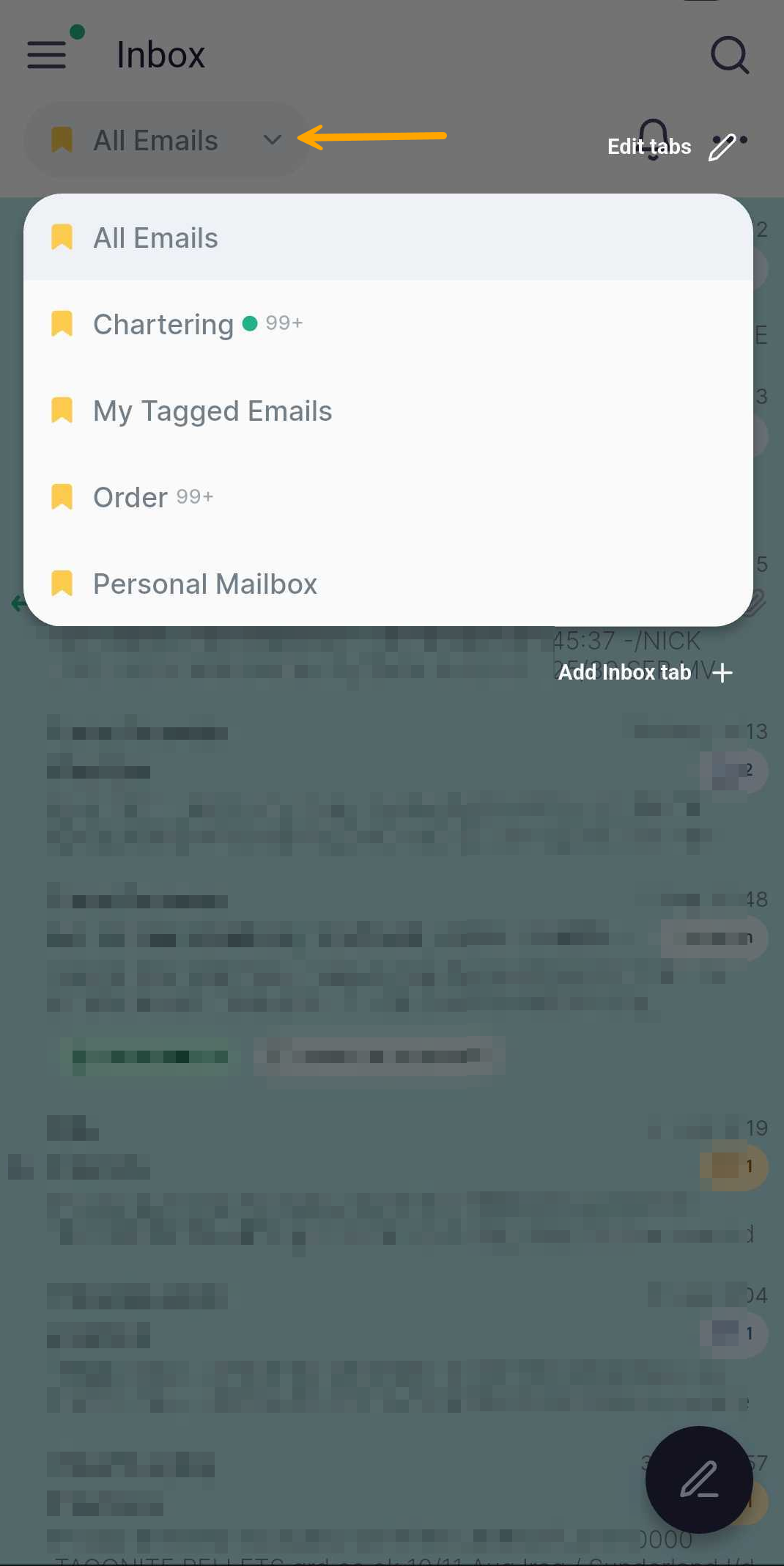 Shipfix Mobile - Inbox Tabs