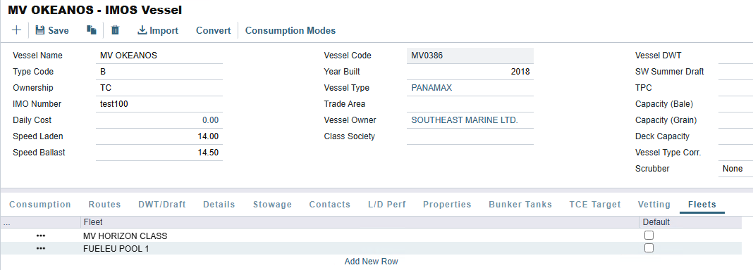 IMOS - Fleet Tab - Vessel