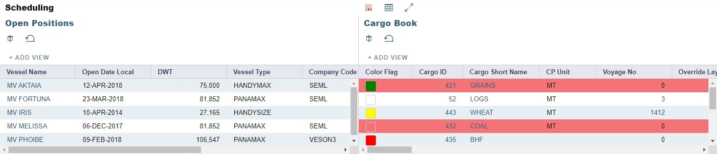 IMOS - Open Positions and Cargo Book - Scheduling