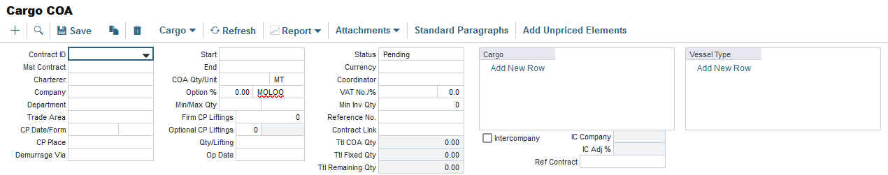 IMOS - General Information, Cargoes, and Vessel Types - Cargo COA