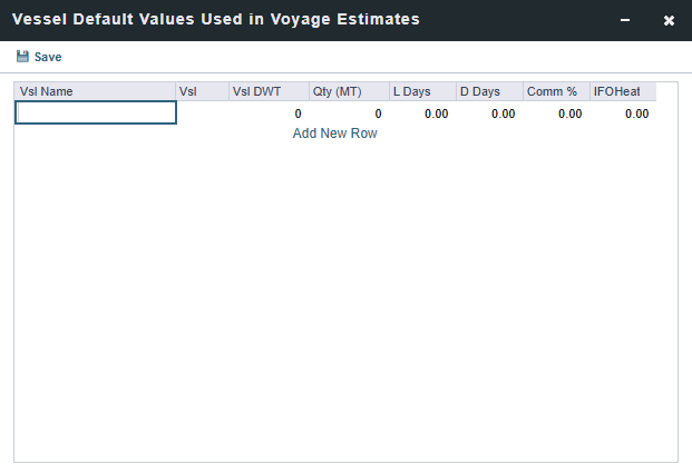 IMOS - Vessel Defaults