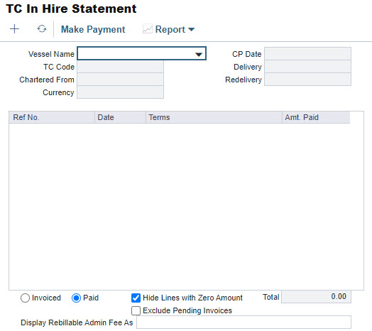 IMOS - TC In Hire Statement