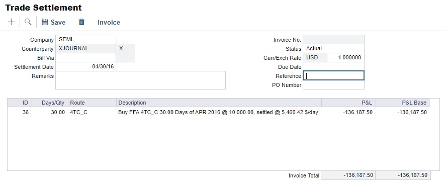 IMOS - Create Trade Settlement Invoices