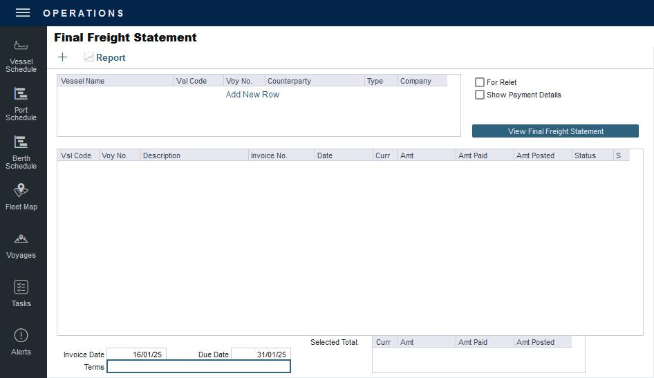 IMOS - Final Freight Statement