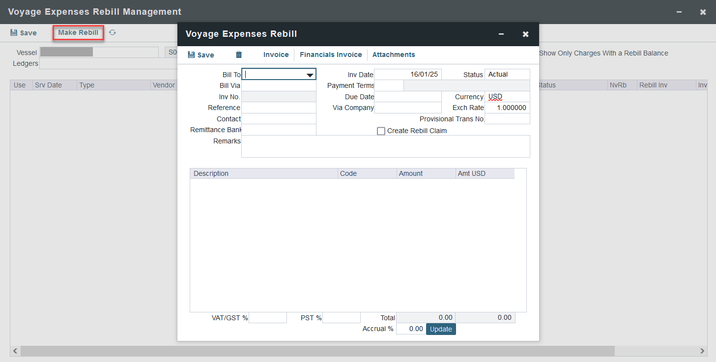 IMOS - Voyage Expenses Rebill Management