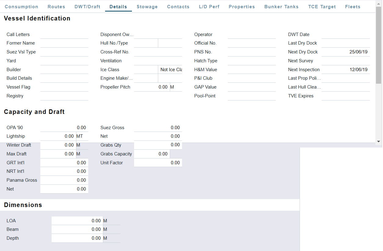 IMOS - Details Tab - Vessel