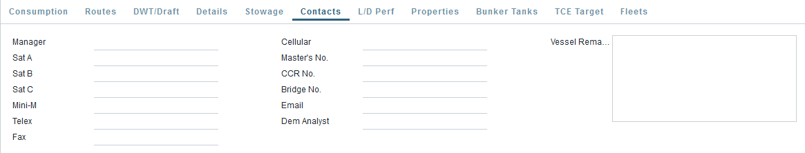 IMOS - Contacts Tab - Vessel