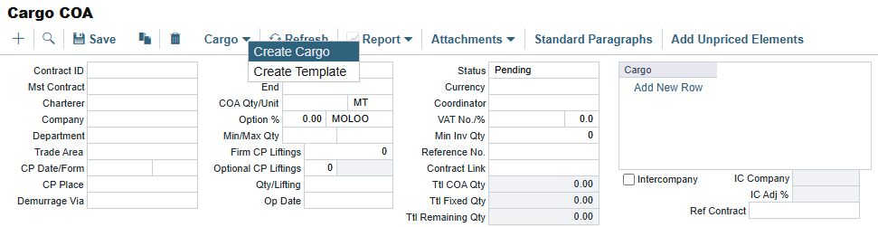 IMOS - Creating Cargoes & Cargo Templates
