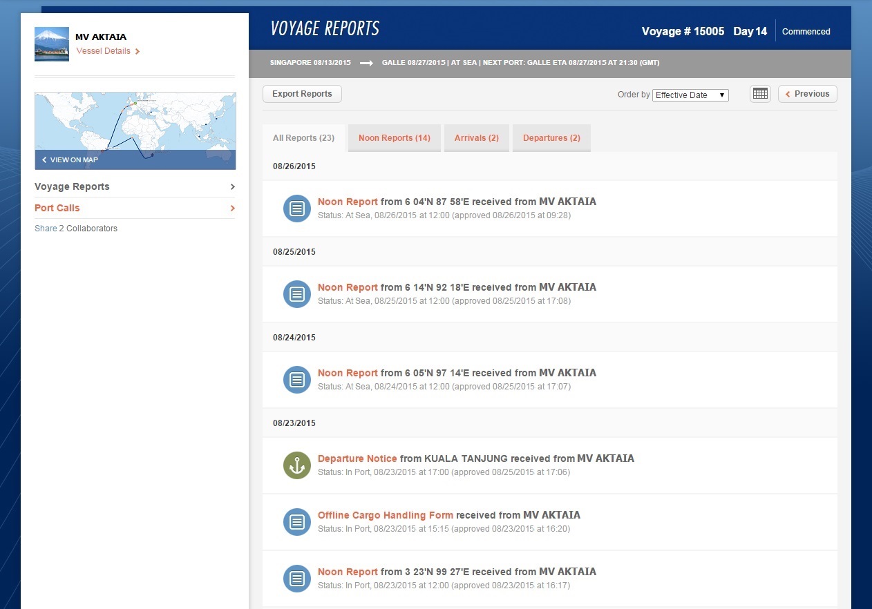 Veslink - Voyages - Voyage Reports