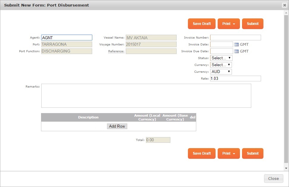 Veslink - Agent Portal - Port Calls