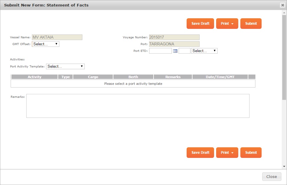 Veslink - Agent Portal - Port Calls