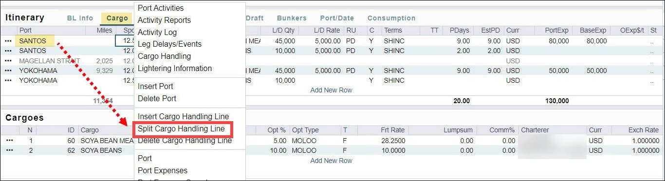 How to combine load/discharge itinerary lines of multiple cargoes into ...