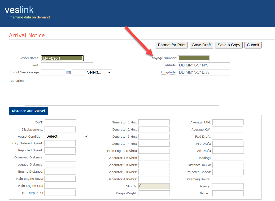 Can I move Veslink Forms from one voyage to another if they are approved for the wrong voyage?